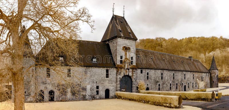 Medieval Belgian Castle in Infrared View, Spontin Stock Photo - Image ...