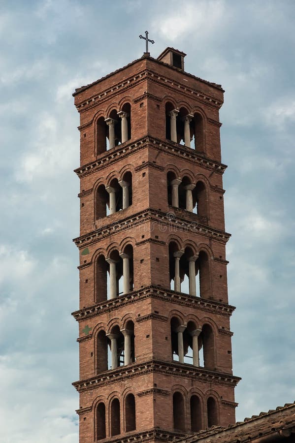 Medieval Bell Tower in Rome Stock Photo - Image of tower, catholic ...