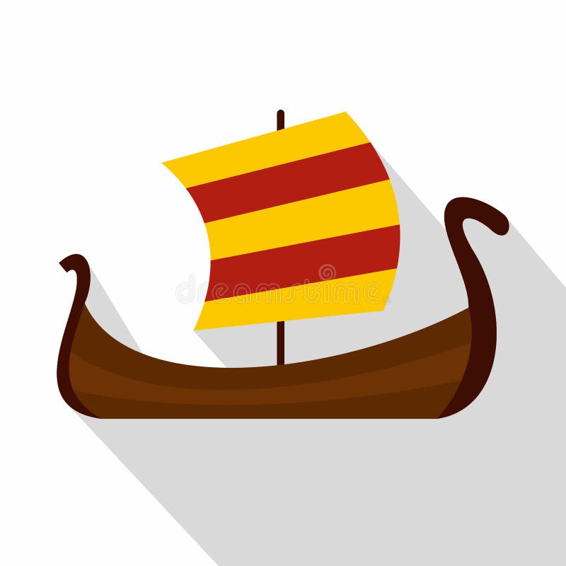 Medieval Boat Icon, Flat Style Stock Vector - Illustration of marine ...