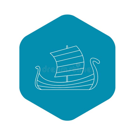 Medieval Boat Icon, Outline Style Stock Vector - Illustration of marine ...