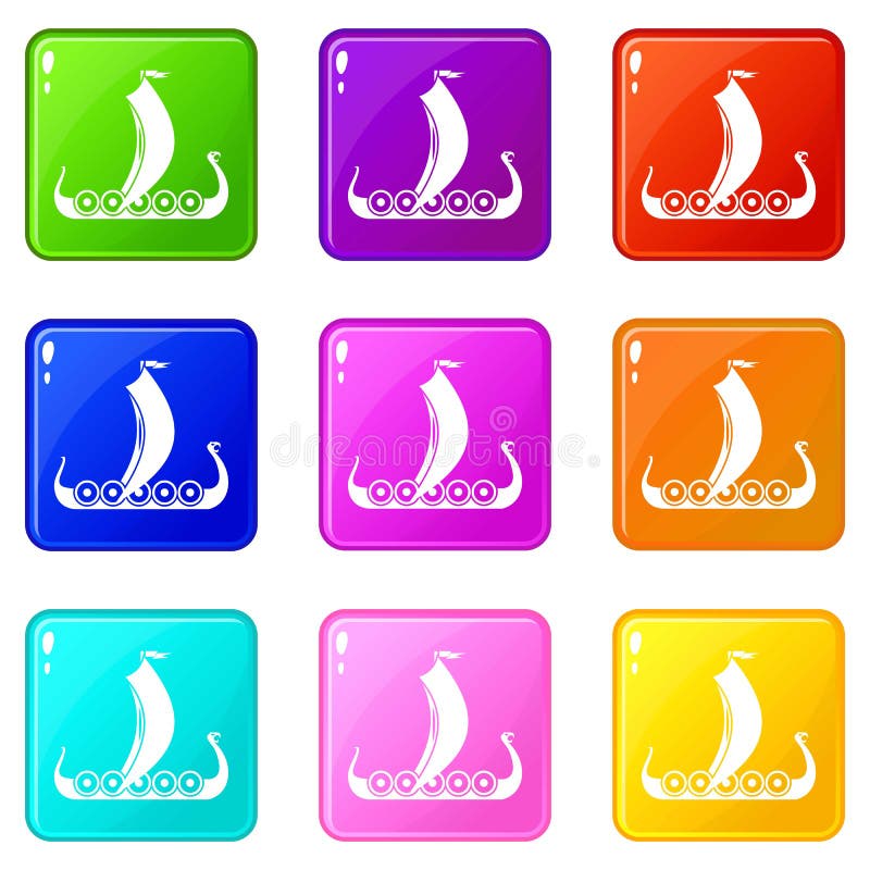 Medieval boat set 9 stock vector. Illustration of nautical - 96493366