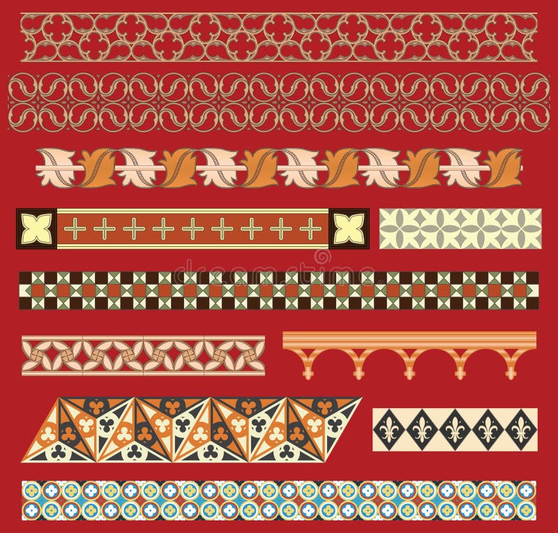 Medieval border ornaments stock vector. Illustration of frieze - 21636611