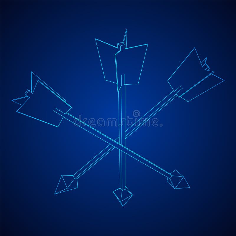 Medieval Bow Arrow Wireframe Stock Vector - Illustration of decorative ...