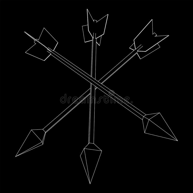 Medieval Bow Arrow. Wireframe Low Poly Mesh Vector Stock Vector ...