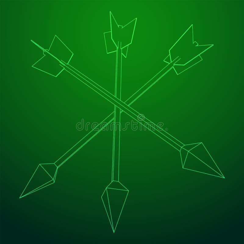 Medieval Bow Arrow. Wireframe Low Poly Mesh Vector Stock Vector ...