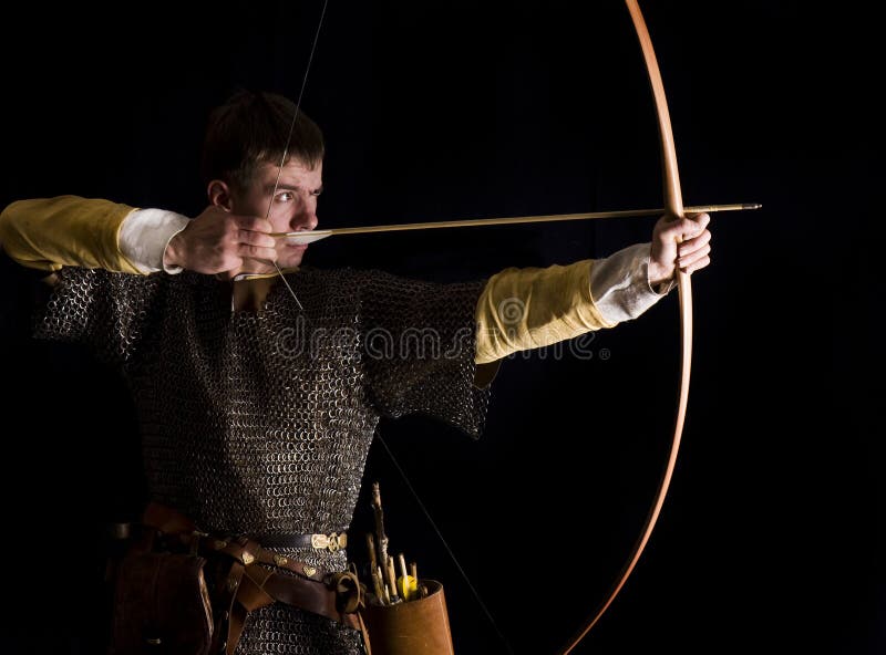 Medieval Bowman. Studio Shot Stock Image - Image of squared, bowman ...