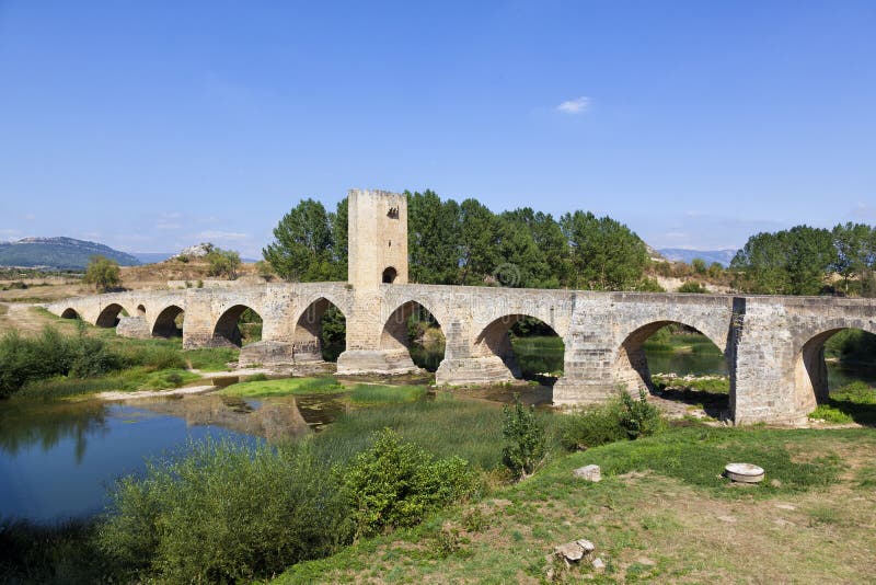 Medieval Bridge Over a River Stock Photo - Image of monumental ...