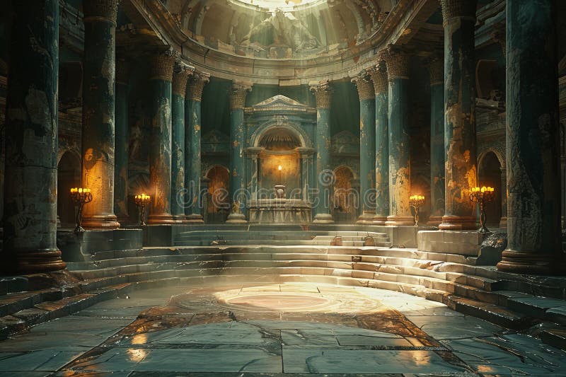 Medieval Building with Symmetrical Facade, Columns, and Stairs Stock ...