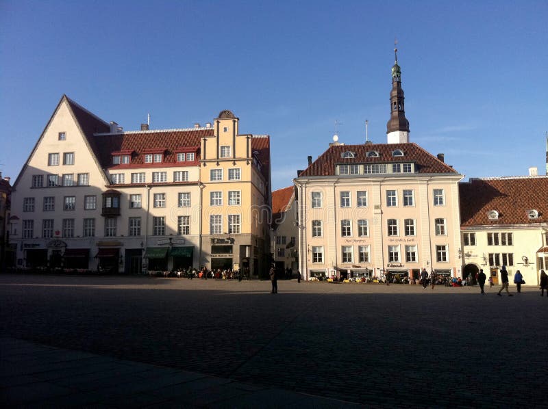 Medieval Buildings in the Square in Shadow Editorial Image - Image of ...