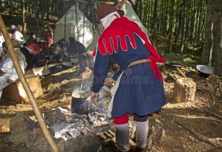 Medieval Camp in the Forest Editorial Photography - Image of historical ...