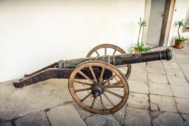 Medieval cannon. stock image. Image of lisbon, landmark - 98102597