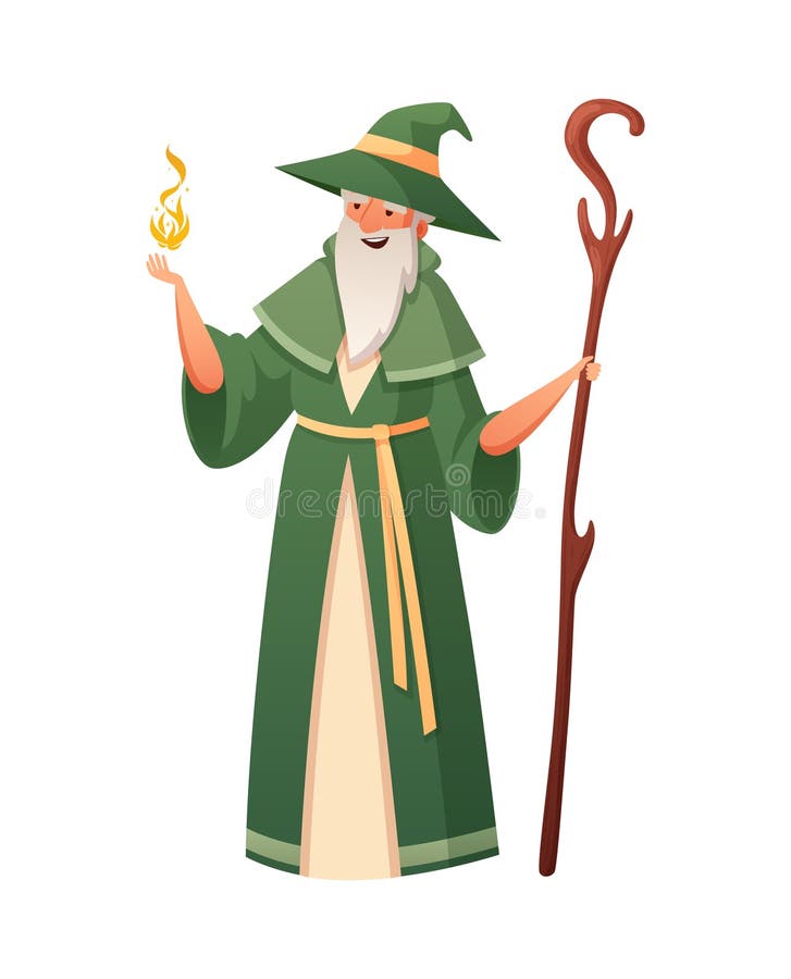 Medieval Wizard Cartoon Composition Stock Vector - Illustration of ...