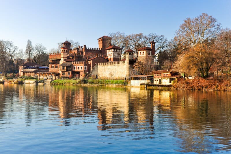 Medieval Castel in Turin stock photo. Image of autumn - 12425240