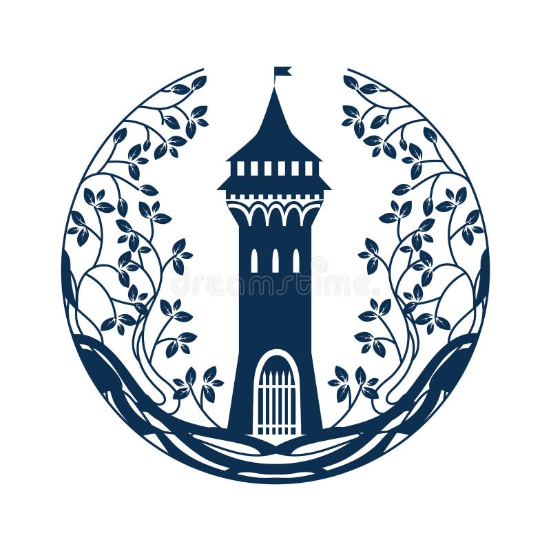 Vector Emblem with a Medieval Tower Stock Vector - Illustration of ...