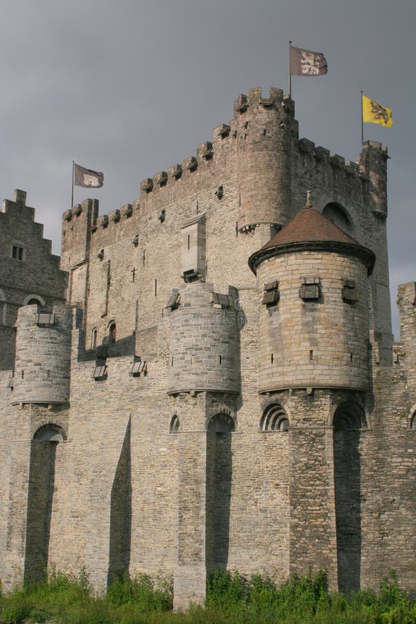 Medieval castle stock image. Image of flag, conquer, bricks - 5430065