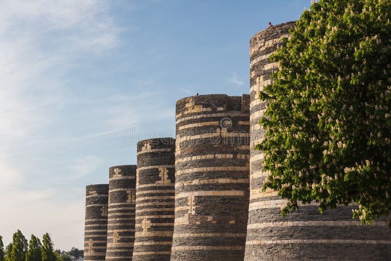 Medieval castle of Angers stock image. Image of nature - 77811469