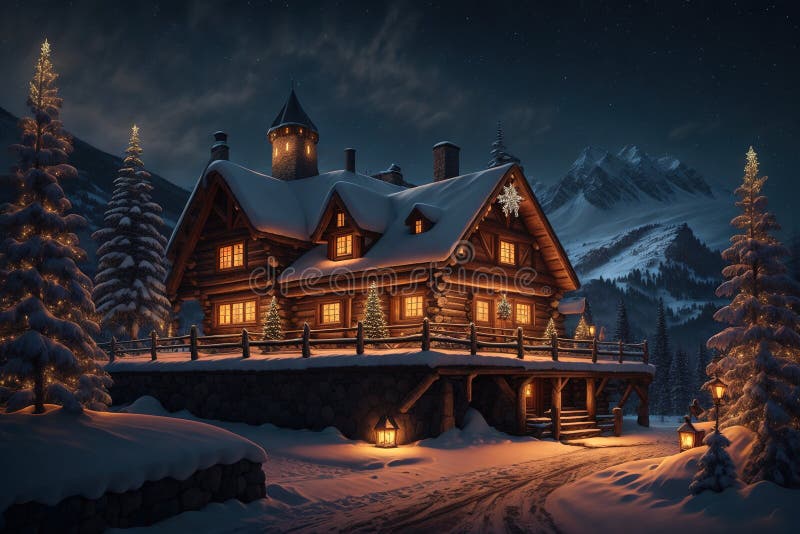 Medieval Castle As a Rustic Mountain Cabin Stock Illustration ...