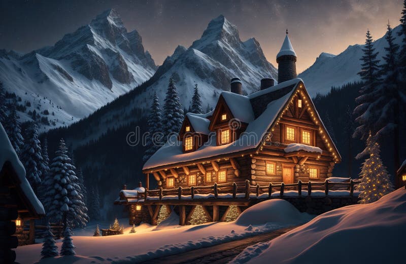 Medieval Castle As a Rustic Mountain Cabin Stock Illustration ...