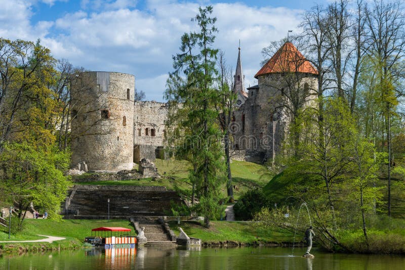 Medieval castle in Cesis stock photo. Image of natural - 201678522