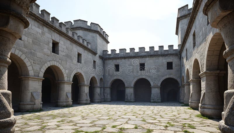 Medieval Castle Courtyard 3d Render High Resolution Image Stock ...