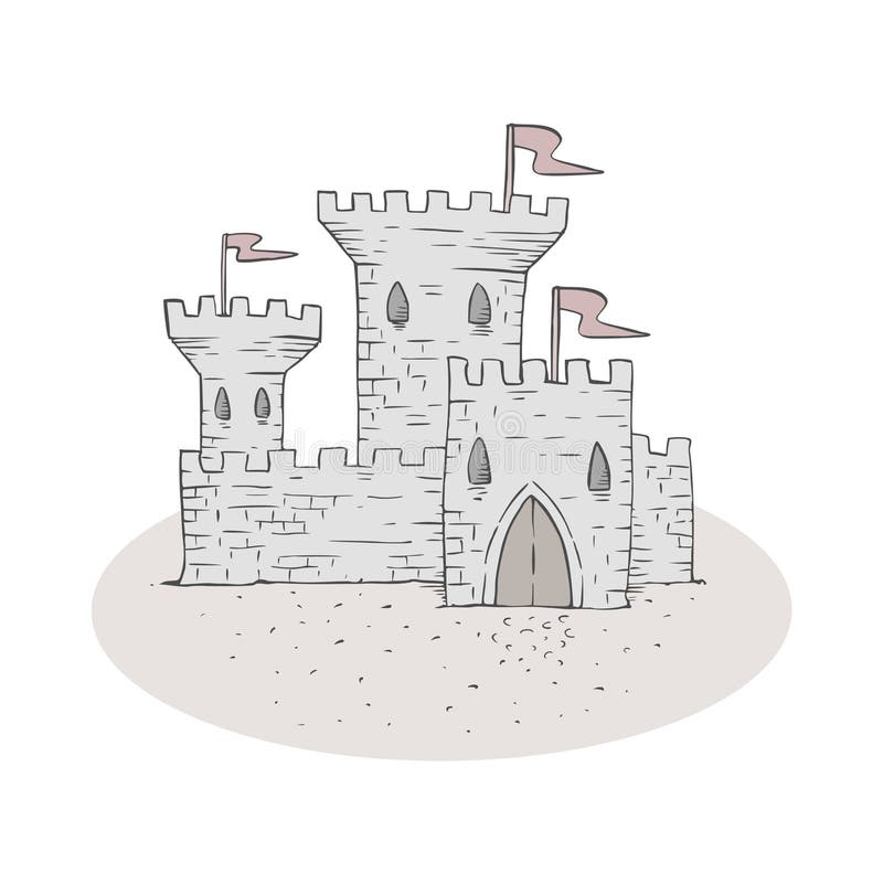 Medieval castle draw stock vector. Illustration of building - 318395597