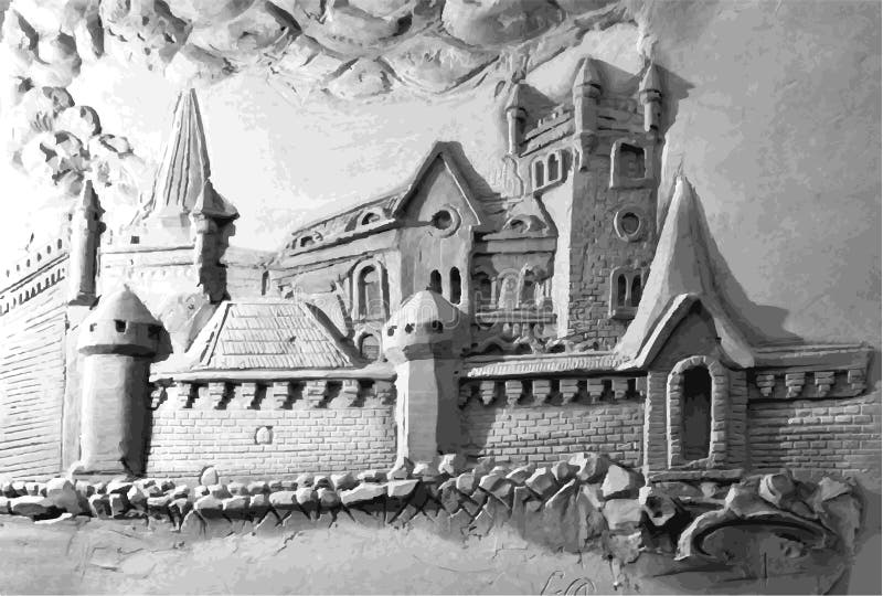 Medieval Castle of the Embossed Pattern. Plaster Carving Bas-relief ...