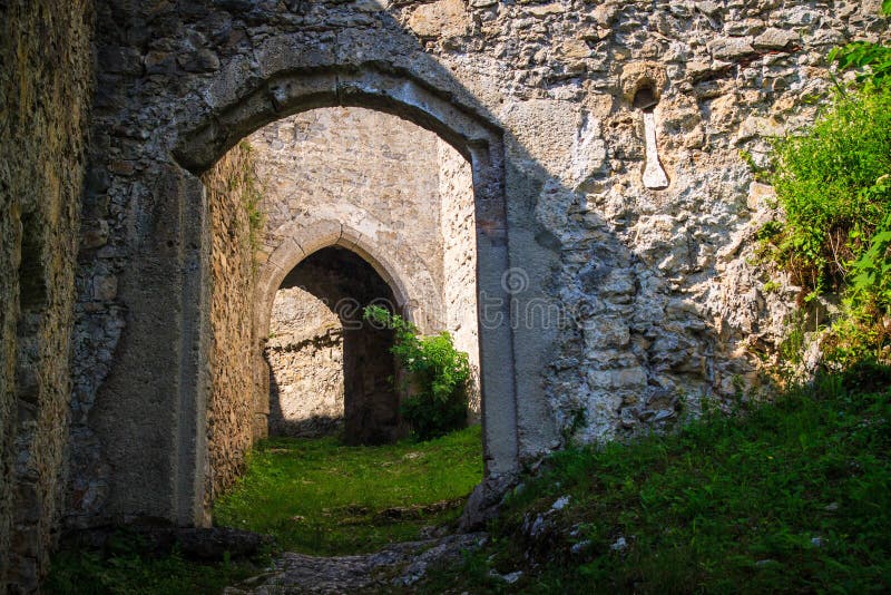 Medieval castle entry gate stock image. Image of deserted - 76131407