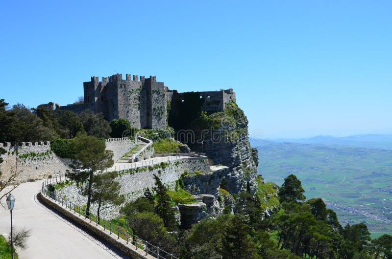 Medieval Castle in Erice, Italy Stock Photo - Image of panoramic ...
