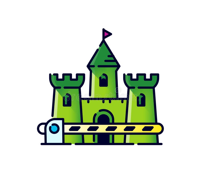 Medieval Castle with a Gate. Vector. No Entry and Exit Icon. Allegory ...