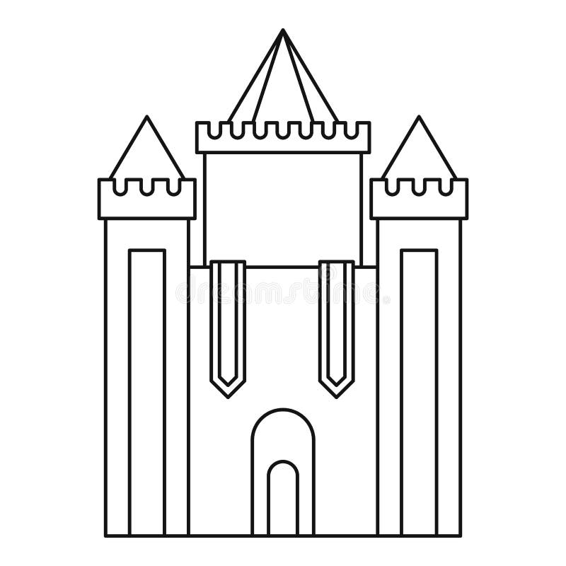Medieval Castle Icon, Outline Style Stock Vector - Illustration of ...