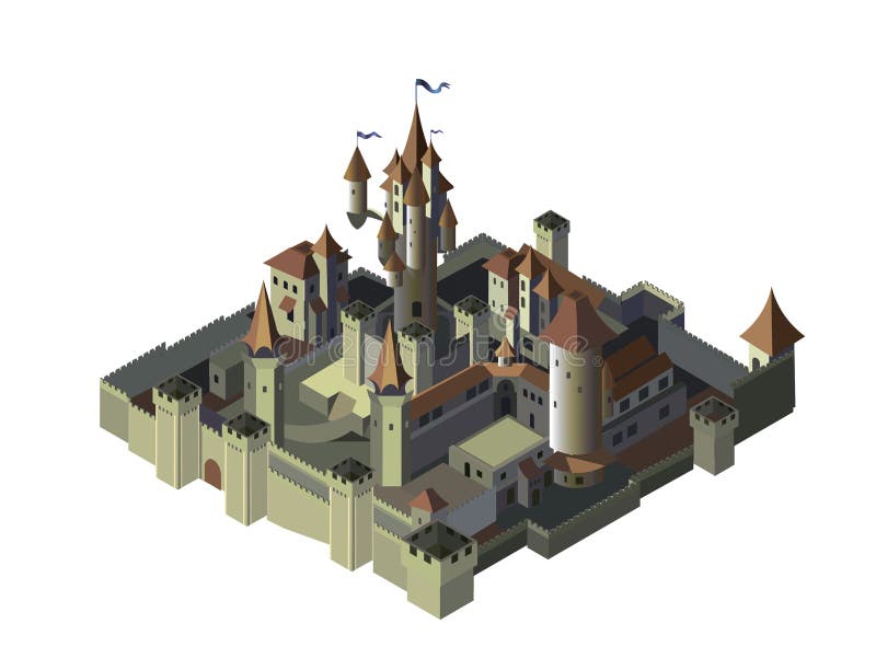 Medieval Castle, Isometric Style Stock Vector - Illustration of ...