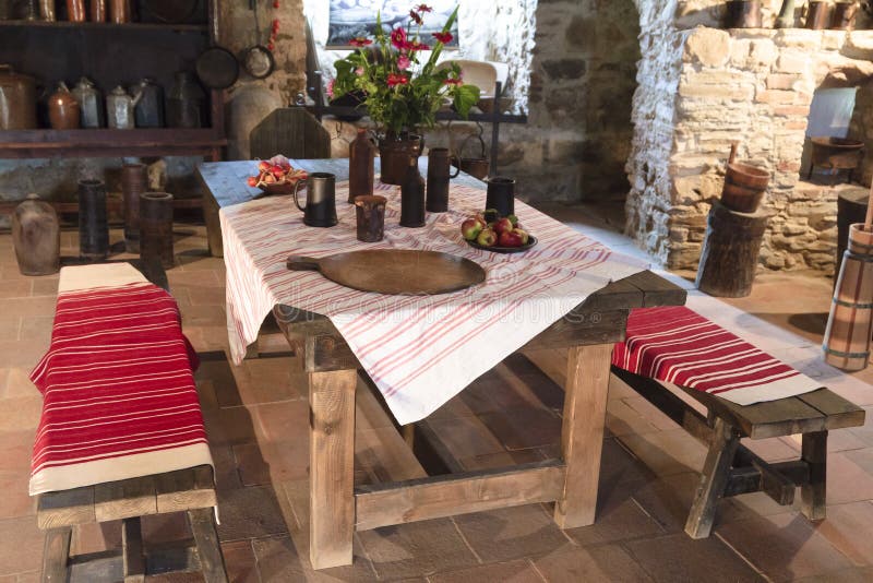 Medieval castle kitchen stock photo. Image of inside - 15892978