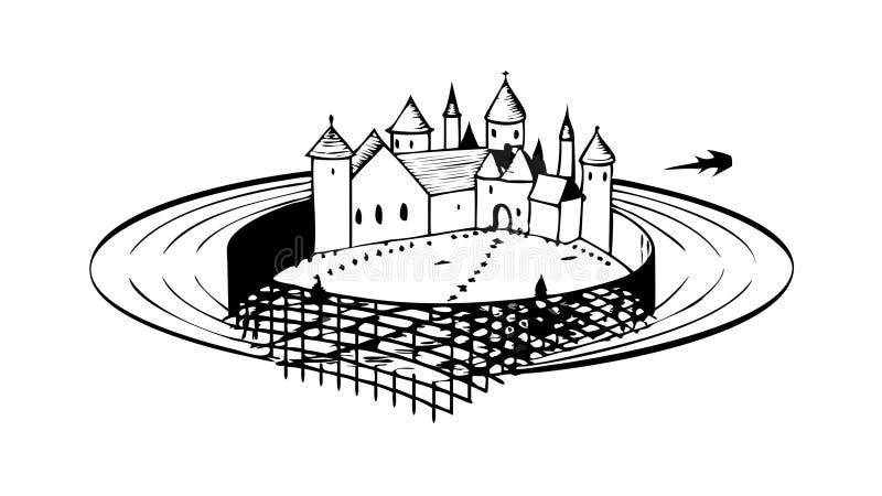 Medieval Castle Moat Defense System, Vector Design Generative AI Stock ...
