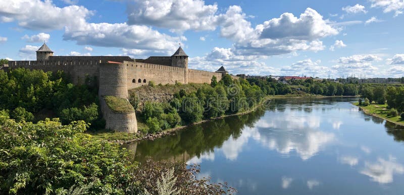 Medieval Castle on Narva River in Russia Stock Image - Image of europe ...
