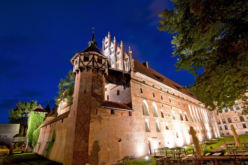 Medieval castle at night stock image. Image of citadel - 26848945