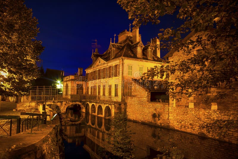 Medieval Castle in the Night Stock Image - Image of flowing, fortress ...