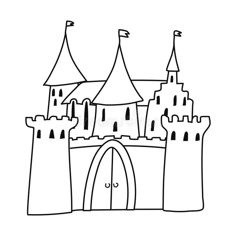 Medieval Castle Outline Illustration Stock Vector - Illustration of ...