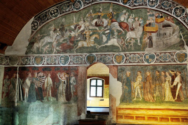 Medieval castle painting stock image. Image of stone - 58971069