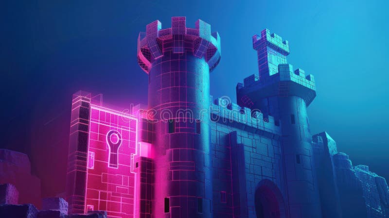 Medieval Castle Protecting Big Data Symbolizing Cybersecurity and ...