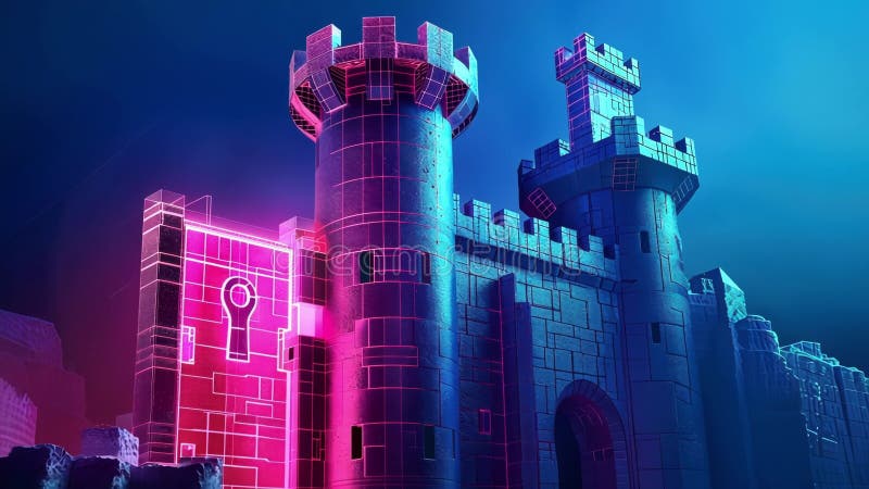 Medieval Castle Protecting Big Data Symbolizing Cybersecurity and ...