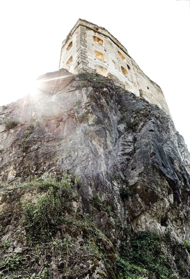 Medieval castle on rock stock photo. Image of wall, hrad - 73992414