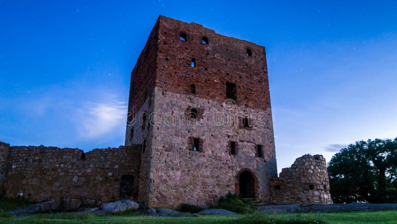 Medieval Castle Ruin Hammershus Stock Photo - Image of medieval, castle ...