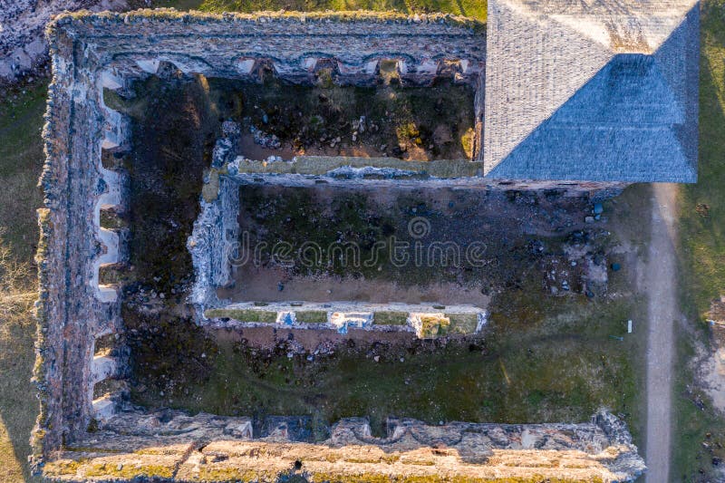 Medieval Castle Ruins in Rauna, Latvia Stock Photo - Image of ...