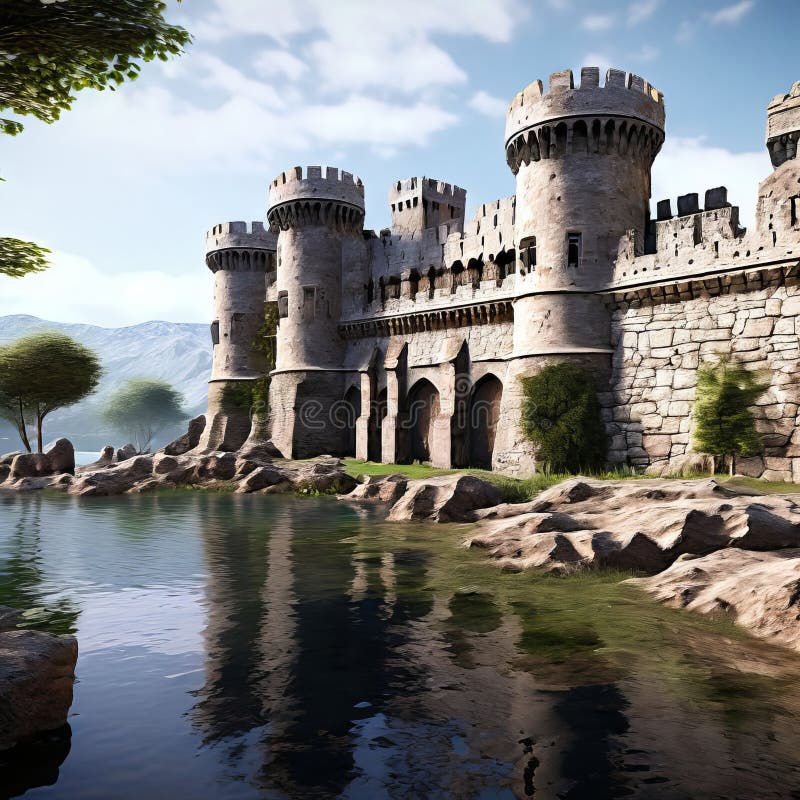 A Medieval Castle Scene in a Modern Office Building Co Stock Photo ...