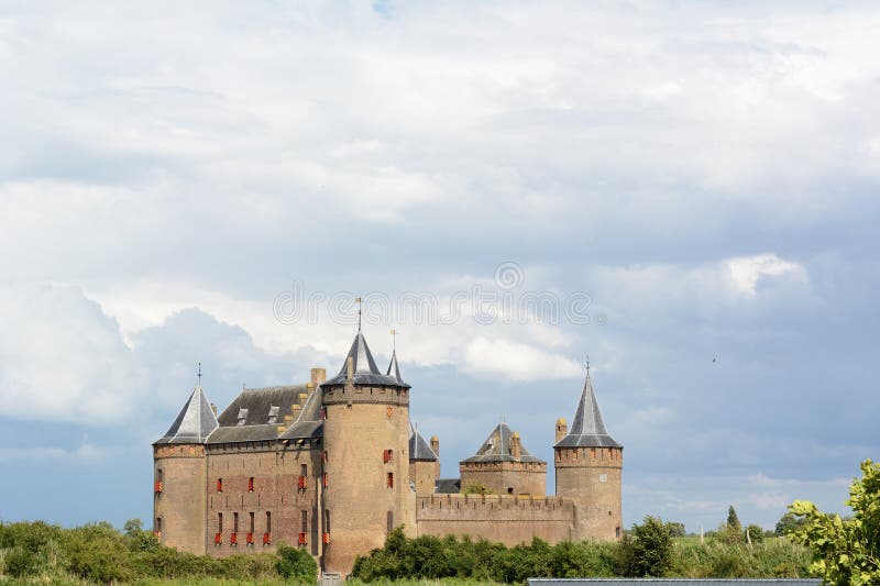 Medieval Castle on the Summer Day. Dutch Castle Under the Cloudy Sky ...