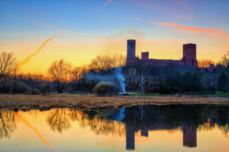 Medieval Castle on Sunset Background Stock Image - Image of beautiful ...