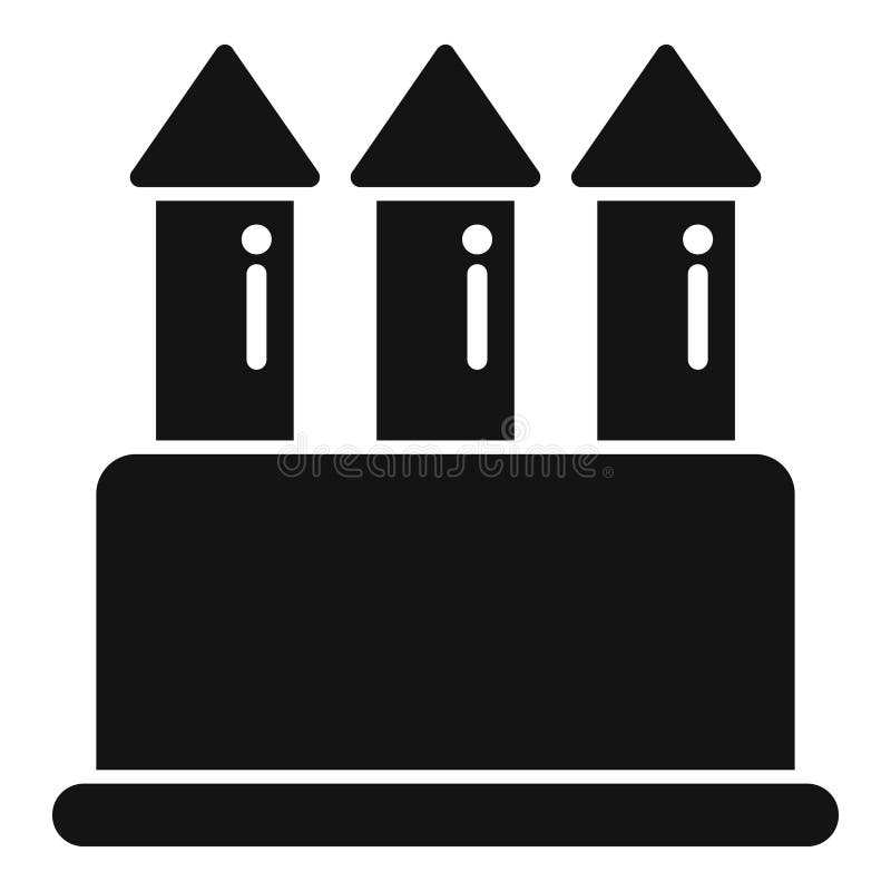 Medieval Castle with Three Towers Standing on Wall Icon Stock ...