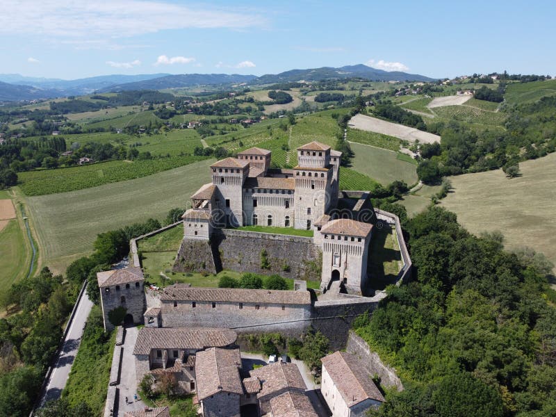 The Medieval Castle of Torrechiara Stock Photo - Image of landscape ...