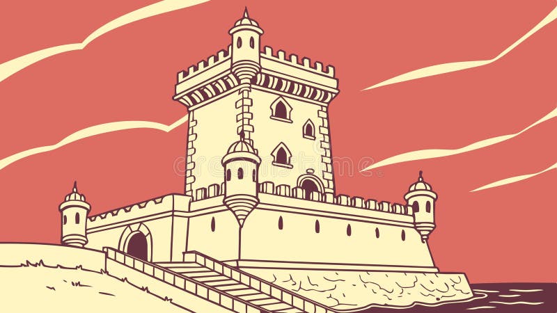 Medieval Castle Tower, Historic Defensive Structure, Vector Design ...