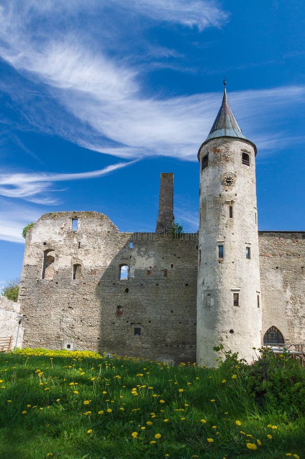 Medieval Castle Under Blue Cloudy Sky Stock Photo - Image of castle ...